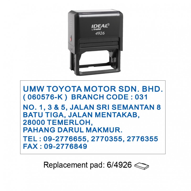 Trodat 4926 Ideal Self Inking Stamp 75x38mm